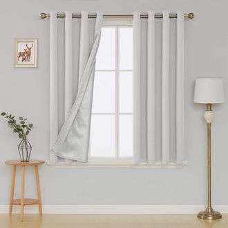 Deconovo Blickdicht Gardinen Ösenvorhang Blickdicht Thermogardinen Ösen 180x135 cm Weiß 2er Set