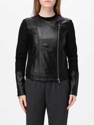 Pinko Kurze Bikerjacke aus Leder mit asymmetrischem Rei&szlig;verschluss