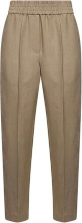 Brunello Cucinelli Femme, Pantalons, Beige, Taille: 34 FR Pantalon en m&eacute;lange de lin