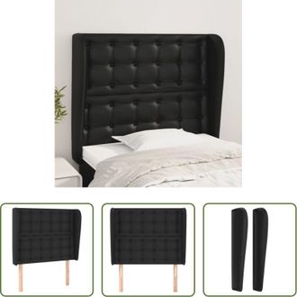 vidaXL Kunstleder Kopfteil - Kopfteil mit Ohren Schwarz 93x23x118/128 cm Kunstleder
