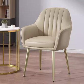 Generic Ergonomischer Schminkstuhl Aus Kunstleder Mit Metallbeinen for Schlafzimmer Oder Wohnzimmer - Orange Und Wei&szlig;(Khaki)