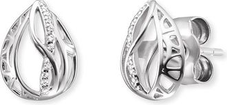 Engelsrufer Ohrringe Himmelsträne und Lebensblume aus Sterlingsilber mit Zirkonia, Durchmesser: 8,8mm, ERE-TEARLIFL-ZI