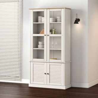 vidaXL Vidaxl - Vitrine en verre vigo blanc 85x35x170 cm bois massif de pin