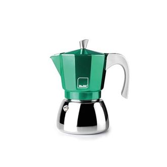 Ibili Elba Green Espressomaschine, 3 Tassen, 150 ml, Aluminiumguss, Edelstahlboden, mit Reduzierstück für 2 Tassen, induktionsgeeignet