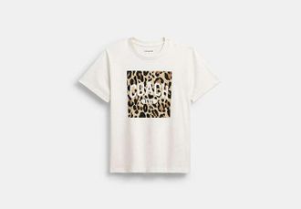 Coach Klassisches; Quadratisches T-Shirt Aus Biobaumwolle Mit Leoparden-Print