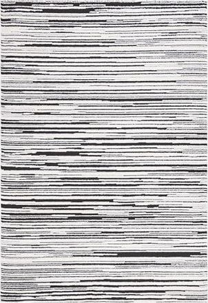 Safavieh Geometrisch Teppich für Wohnzimmer, Esszimmer, Schlafzimmer - Melody Collection, Kurzer Flor, Elfenbein und Schwarz, 91 X 152 cm