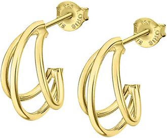 Lotus Boucles doreilles créoles Silver triple dorée