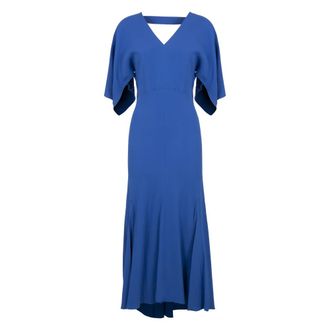 Victoria Beckham Asymmetrisches Kleid mit V-Ausschnitt - - Dresses - Damen - Blau - 2XS
