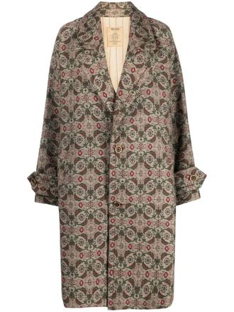 Uma Wang manteau boutonn&eacute; &agrave; motif en jacquard - Marron