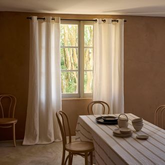 Madura Rideau &Agrave; Oeillets Dor&eacute;s Nino Pierre min&eacute;rale et feston - BLANC