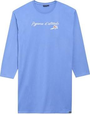 Arthur Maxi Tee-Shirt - Chemise de Nuit Homme - Manches Courtes et Col Rond - Coton Issu de lagriculture Biologique (Montagne Ski Uni Bleu, TU)