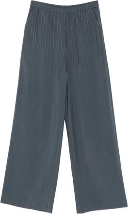 Emporio Armani Femme, Pantalons, Gris, Taille: 42 FR Pantalon Large Ray&eacute; &agrave; Taille &Eacute;lastiqu&eacute;e