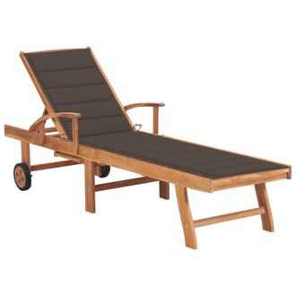 vidaXL Vidaxl - Sonnenliege mit Auflage Taupe Massivholz Teak