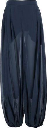 Semicouture Femme, Pantalons, Bleu, Taille: 40 FR Pantalon en mousseline de coton avec poches et ourlets droits