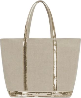 Vanessa Bruno Femme, Sacs, Beige, Taille: ONE Size Cabas L Zipp&eacute; en lin port&eacute; &eacute;paule avec fermeture &eacute;clair