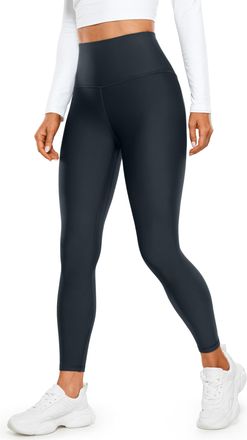 CRZ YOGA Damen Sport Thermo Leggings - 64cm Winter Warme Sports Yoga Leggins High Waist Fleece Thermal Sportleggins Echte Marine 40