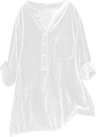 Generic Haut &agrave; manches longues en velours pour femme - Grande taille - Col asym&eacute;trique - D&eacute;contract&eacute; - Polyvalent - Confortable - Chaud - Avec poches - Coupe 