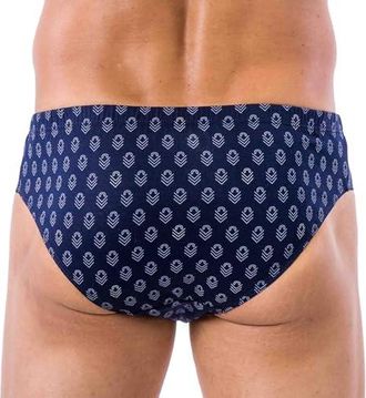 Mariner Lot de 2 Slips Taille Basse en Jersey de Coton Mercerisé Imprimé Bleu Rayure et Marine D105.2 - Couleur - Marine - Taille - 7/XXXL