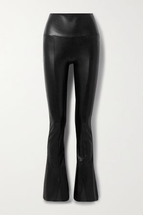 Norma Kamali Legging &Eacute;vas&eacute; En Cuir Vegan Spat - Noir