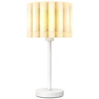 Angel Cerd&aacute; Lampe de table avec abat-jour ondul&eacute;, douille E27, lampe de chevet pour salon ou salle de jeux, blanche, ampoule non incluse