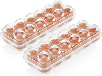 Com-Four 2x Eierbox für 12 Eier - Eier-Aufbewahrung - Eierbehälter für den Kühlschrank - Eierhalter für frische Eier - Eierdose - Eier Aufbewahrungsbox