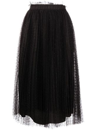 Red Valentino jupe pliss&eacute;e en tulle point desprit - Noir