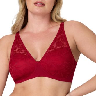 Bali Intimates Damen Breathe Wireless, Cotton Modal Bra, Full Coverage, Breathable, Convertible Straps T-Shirt-BH, Rosy red, XXL