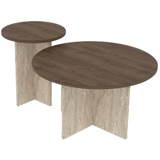Hanah Home Ensemble de table basse en bois Private 70 x 70 x 40 cm - Noyer