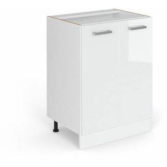 Vicco K&uuml;chenunterschrank R-Line, Wei&szlig; Hochglanz, 60 cm ohne Arbeitsplatte