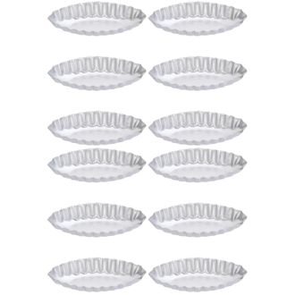 Amosfun 12 St&uuml;Ck Antihaft Schiffchenform Aus Aluminiumlegierung Zum Backen Ideal F&uuml;R Muffins T&ouml;Rtchen Und Kleine Kuchen - Silber 10X4.5X1.5 Cm