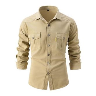 Generic Chemise extensible d&eacute;lav&eacute;e pour homme, chemises avec poches, chemises d&eacute;contract&eacute;es tendance polyvalentes et couleurs unies, chemise &agrave; col &agrave; revers et