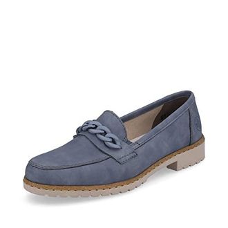 Rieker Femme Chaussures Basses 51863, Dame Mocassin,Chaussons,Semelle intérieure Amovible,Chaussures de collège,Bureau,Bleu (Blau / 10),42 EU / 8 UK
