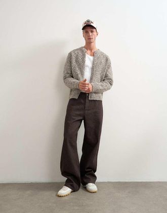 Topman jean baggy rigide brun brut-Marron