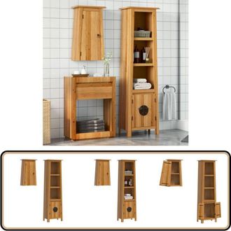 vidaXL Vidaxl - 2-tlg. Badmöbel-Set Massivholz Kiefer - Badmöbel - Badschränke - Kiefernholzmöbel - Vintage Badezimmer - Badezimmerausstattung