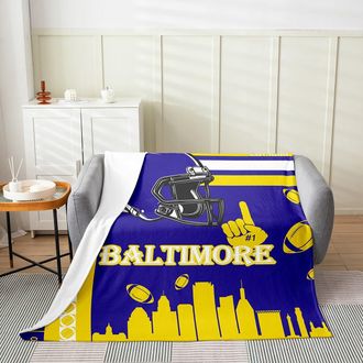 Generic Fu&szlig;ball Baltimore Schlafdecke Sofa&uuml;berwurf Pl&uuml;sch Weiche Kuscheldecke F&uuml;r Schlafzimmer Jahreszeiten Winter 125x150cm