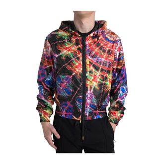 Dolce & Gabbana Vegas Lights Print Hooded Jacket - Homme - Sweatshirts et sweats &agrave; capuche - Multicolore - Taille: S