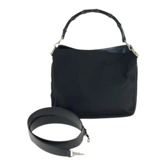 Gucci Pre-owned Bamboo Nylon Leather 2way Bag - - Pre-owned - Damen - Schwarzk - ONE SIZE