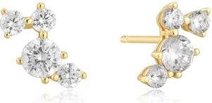 Ania Haie Boucles doreilles pour femme Chic Creator Pav&eacute; Climber Stud Boucles doreilles en argent sterling 925 plaqu&eacute; or 14 carats, orn&eacute;es de 8 zircons, taille 