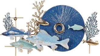 Beliani Wandobjekt Fisch BARIUM Metall 48 cm Blau