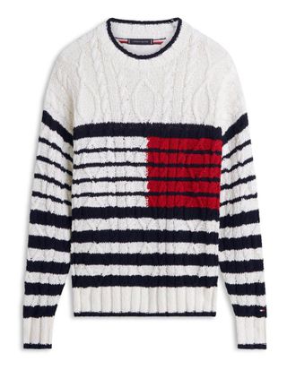 Tommy Hilfiger Grobstrick Pullover mit Streifen- und Flag-Muster in