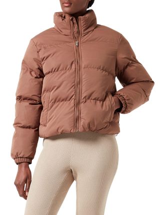 Urban Classics Damen Ladies Short Peached Puffer Jacket Jacke, bark, XL