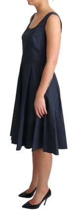 Dolce & Gabbana Womens Blue Polka Dotted Cotton A-Line Dress