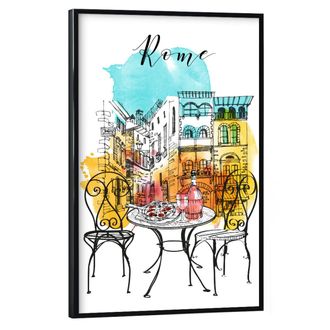 artboxONE Poster mit schwarzem Rahmen 45x30 cm Städte Rom Illustration - Bild Rom Illustration Rom