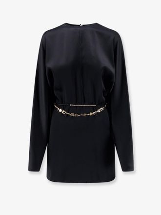 Saint Laurent Mini Lenght Dress with gold metal detail - SAINT LAURENT - gender_Woman
