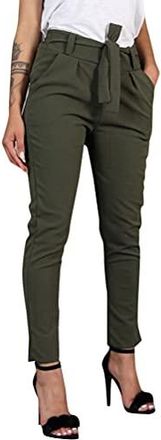 ORANDESIGNE Pantalon Femme Été Leger Chic Et Elegant Taille Haute Crayon Taille Élastique avec Cordon De Serrage Baggy Confortable Pantalon Daffaires Décontractée