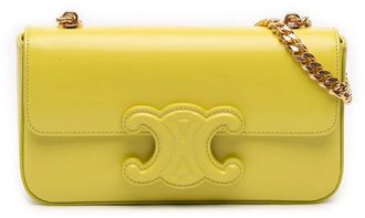 Celine Hobo Bags - Shiny Calfskin Claude Chain Shoulder Bag - Gr. unisize - in Gelb - f&uuml;r Damen