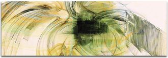Paul Sinus Art Kunstdruck Abstrakt438_150x50cm Leinwandbild XXL gelb grün cremeweiß fertig auf Keilrahmen großes Wandbild
