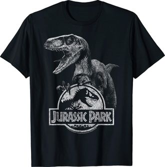 Jurassic Park Velociraptor Holding Logo T-Shirt