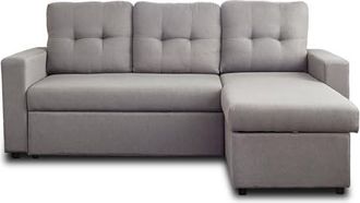 Best Mobilier BestMobilier - Canapé dangle Convertible avec Coffre Réversible Tulipe en Tissu - Canapé Lit - Sofa Gris 4 Places - Angle Droit - ou Gauche - Salon