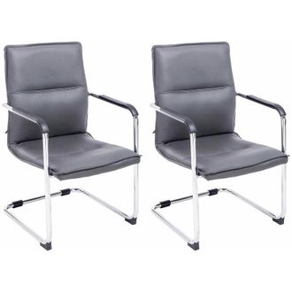 Clp Définissez 2 chaises en cuir Eco et paire de métal submergée de divers accoudoirs Couleur : Gris